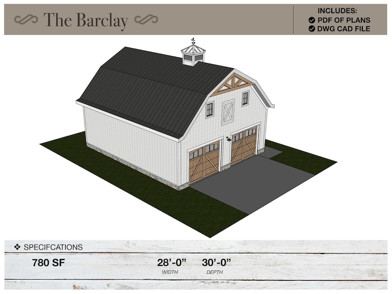 780 SQ FT, 28' X 30', Detached 2 Car Garage, Carriage Barn, Shed ...