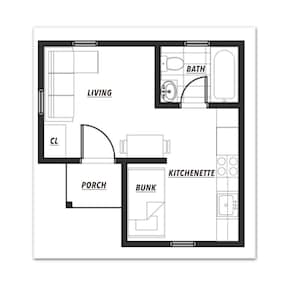 286 SQ FT, 18'-6" X 18'-6", Tiny House Plans, Bunkie, Architectural ...