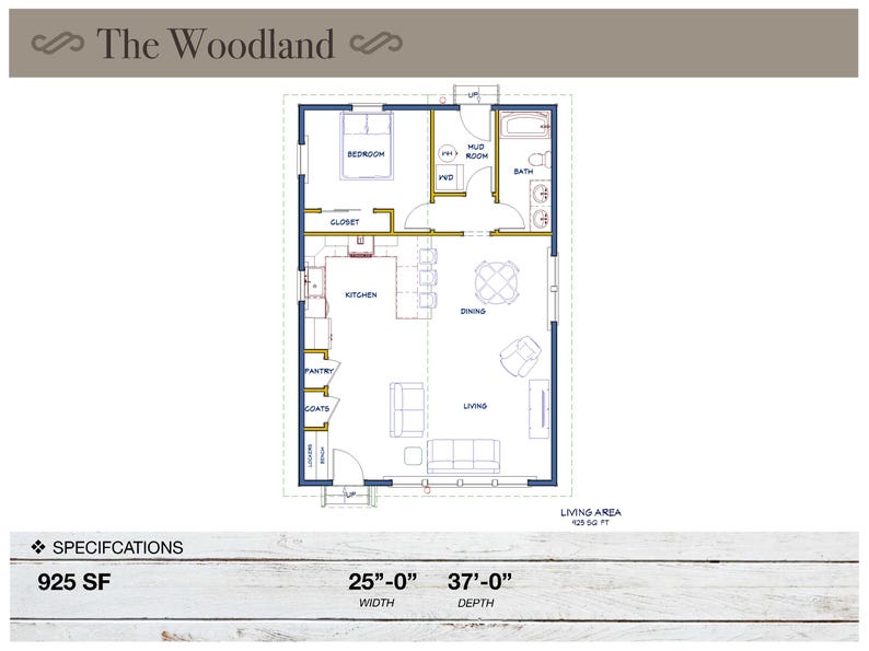 925 SQ FT Tiny House, 25'-0" X 37-0", Cabin, Floor Plans, Cottage ...