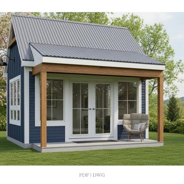 286 SQ FT, 18'-6" X 18'-6", Tiny House Plans, Bunkie, Architectural ...