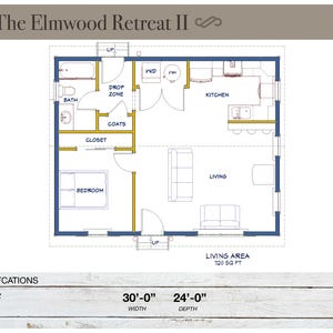 720 SQ FT Tiny House, 30'-0" X 24'-0", Cottage, Floor Plans, Modern ...