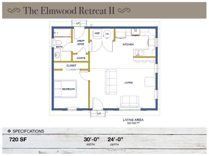 720 SQ FT Tiny House, 30'-0" X 24'-0", Cottage, Floor Plans, Modern ...