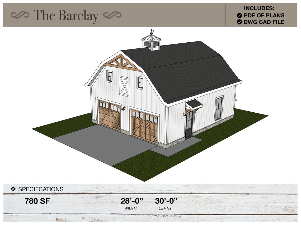 780 SQ FT, 28' X 30', Detached 2 Car Garage, Carriage Barn, Shed ...