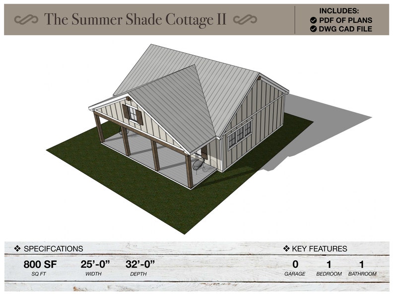 Modern Farmhouse Cottage Floor Plans: 800 SQ FT (digital Download) - Etsy