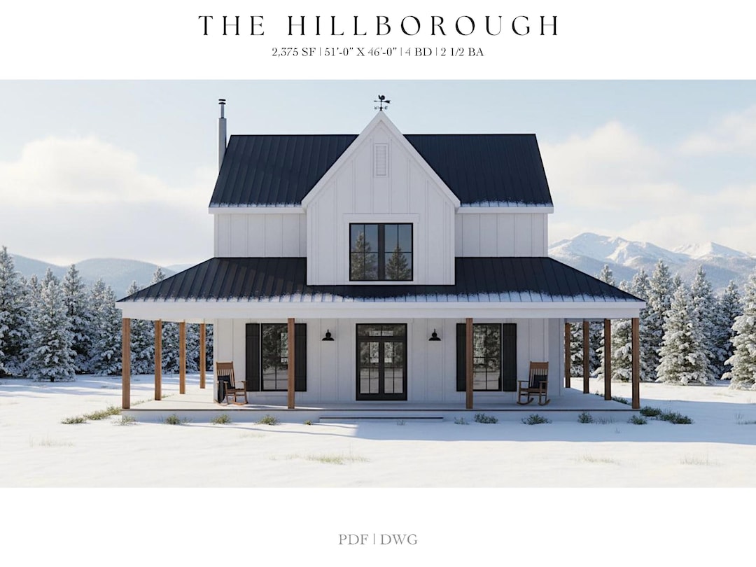 2,375 SQ FT Modern Farm House, 51'-0" X 46'-0", Cottage Floor Plans ...