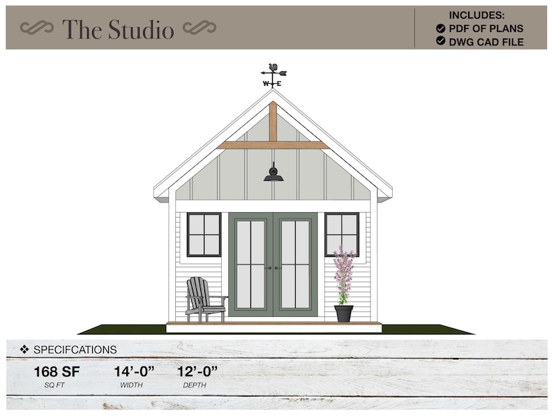 168 Sq Ft Studio Architectural Plans: Backyard Studio, She Den, Man ...