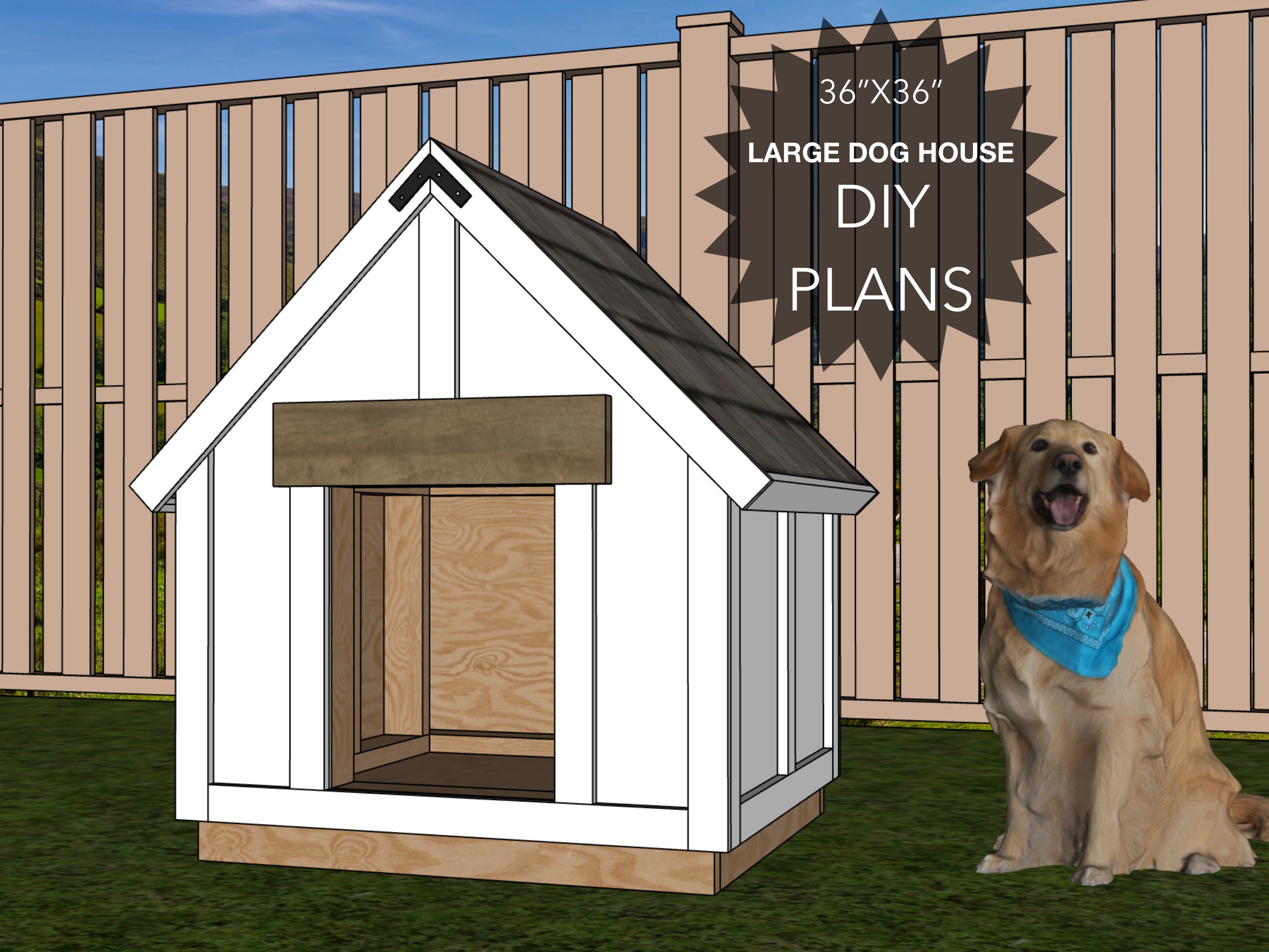 Large Dog House Building, DIY Instructional Plans, 36"x36", Do It ...