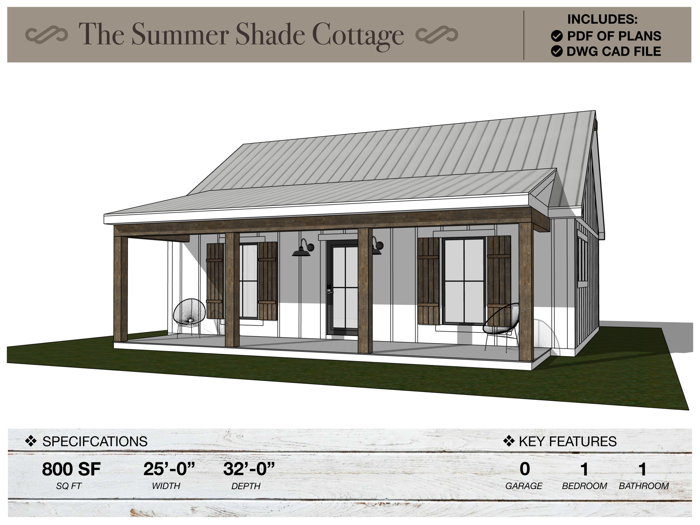 800 SQ FT Tiny House, 32'-0" X 25'-0", Cottage, Floor Plans, Modern ...