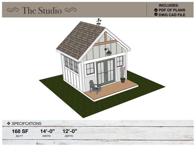 168 Sq Ft Studio Architectural Plans: Backyard Studio, She Den, Man ...