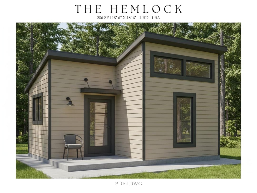 Modern Tiny House Plans: 286 SQ FT Architectural Design (digital ...