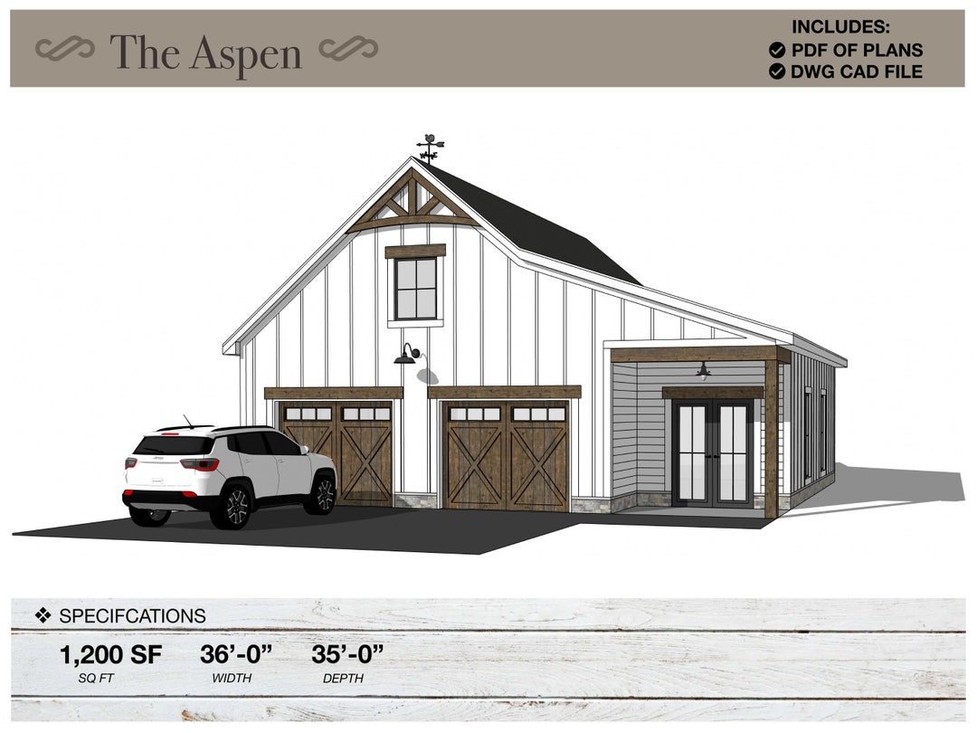 1,200 SQ FT, 36' X 35', Detached 2 Car Garage, Workshop, Barn, Shed ...