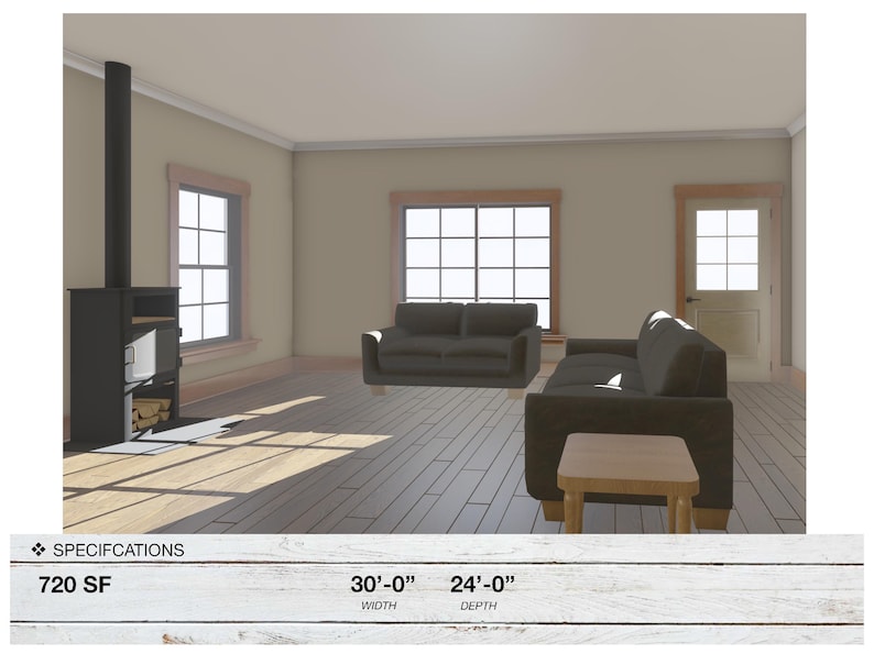720 SQ FT Tiny House, 30'-0" X 24'-0", Cottage, Floor Plans, Modern ...