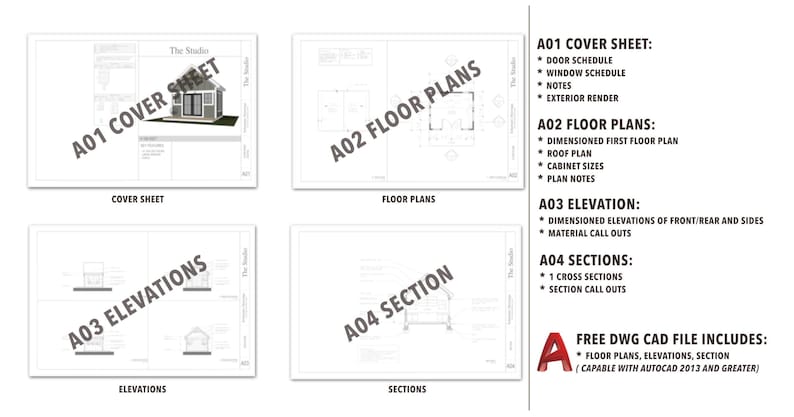 168 SQ FT Backyard Studio Architectural Plans (digital Download) - Etsy