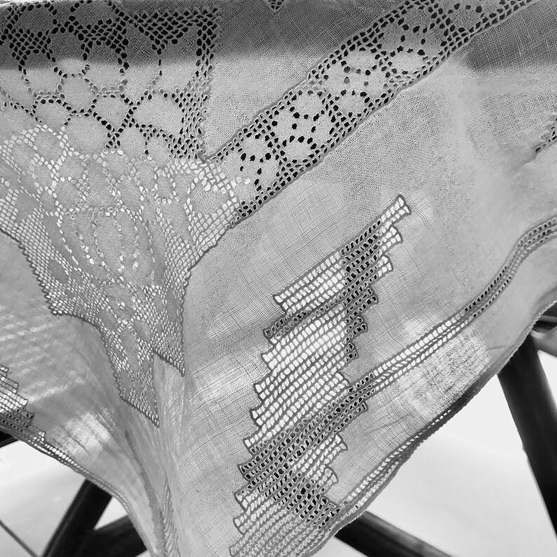 Antique Heirloom Ivory Punchwork Mosaic Pulled Thread - Etsy