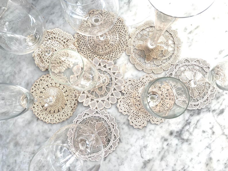 Vintage Round Lace Doily Variety Set of 8 - Etsy