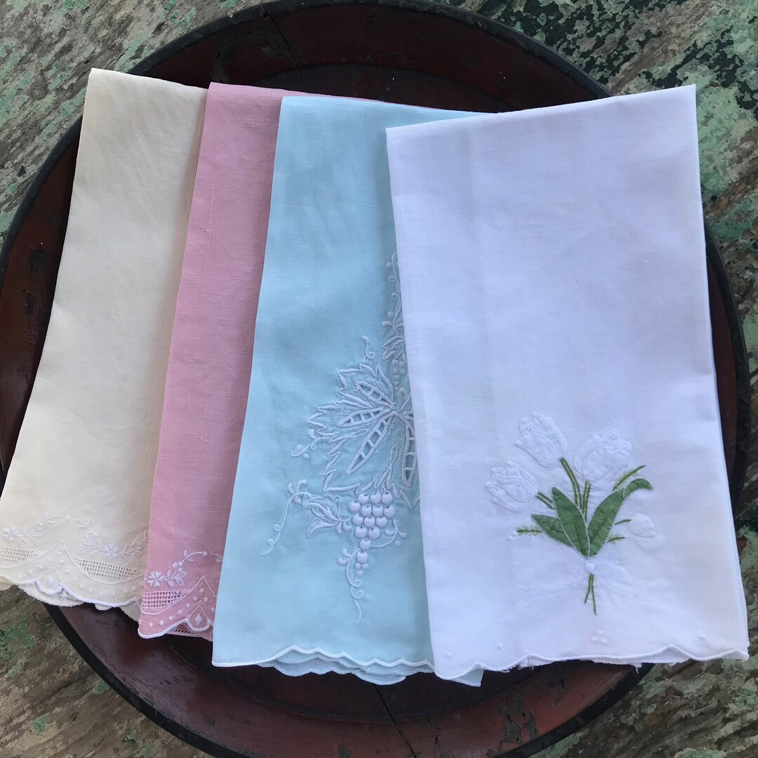 Vintage Fine Linen Linen Hand Towels X 4 - Etsy