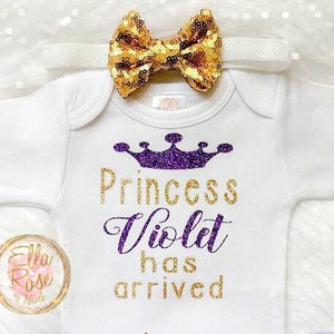 Princess Has Arrived Outfit / Personalized Baby Girl Take Home Outfit / Baby Announcement Outfit ...
