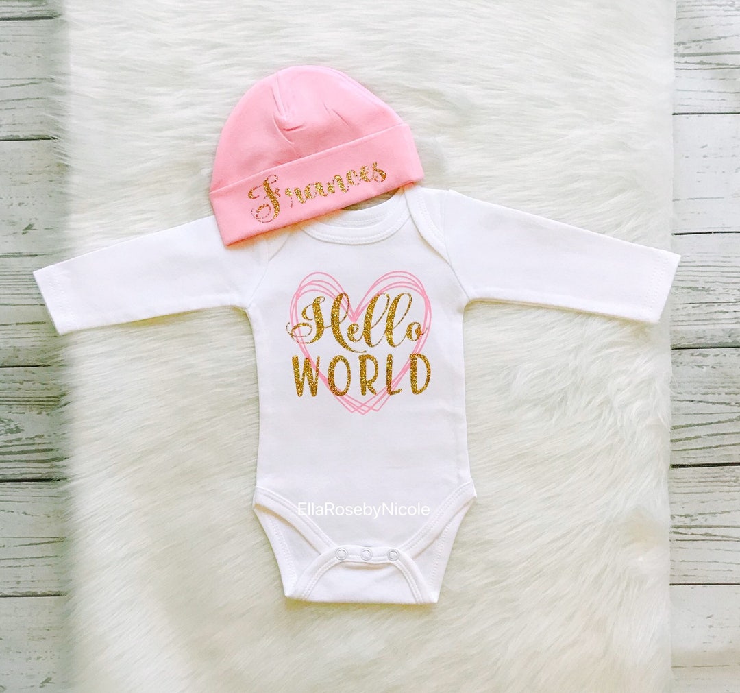 Baby Take Home Outfit / Baby Girl Newborn Outfit / Newborn Hat - Etsy