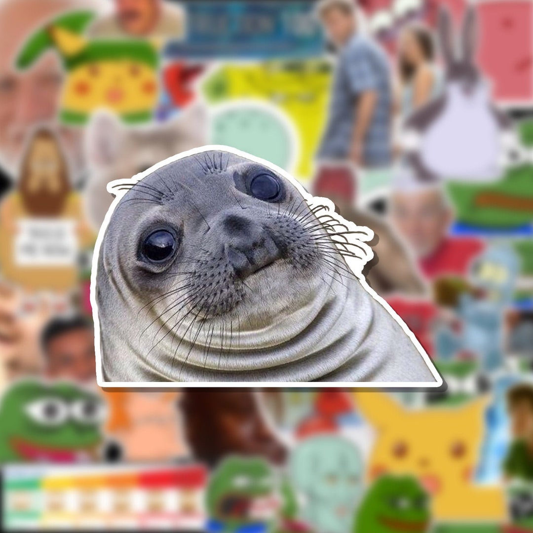 Awkward Moment Seal Meme Vinyl Sticker or Magnet | Laptop Stickers ...