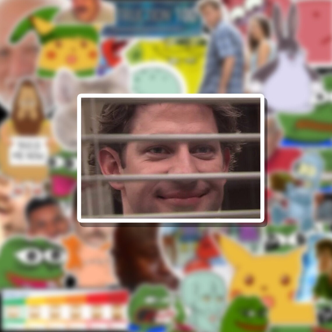 Jim Halpert Smiling Through Blinds Meme Vinyl Sticker or | Etsy