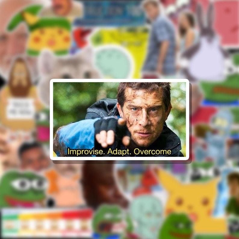 Improvise Adapt Overcome Bear Grylls Meme Vinyl Sticker or | Etsy