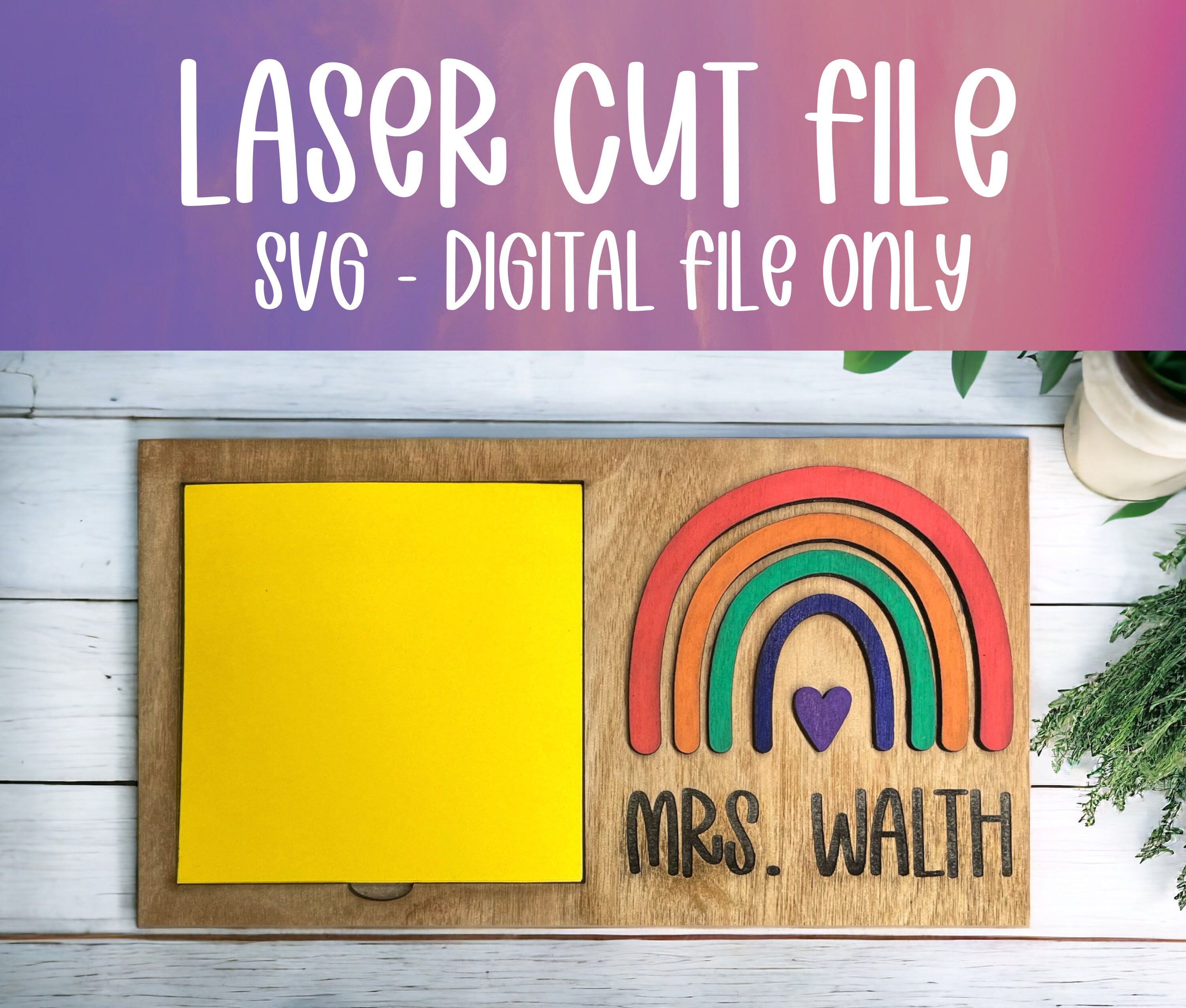 Post It Note Holder SVG Digital File Laser File - Etsy
