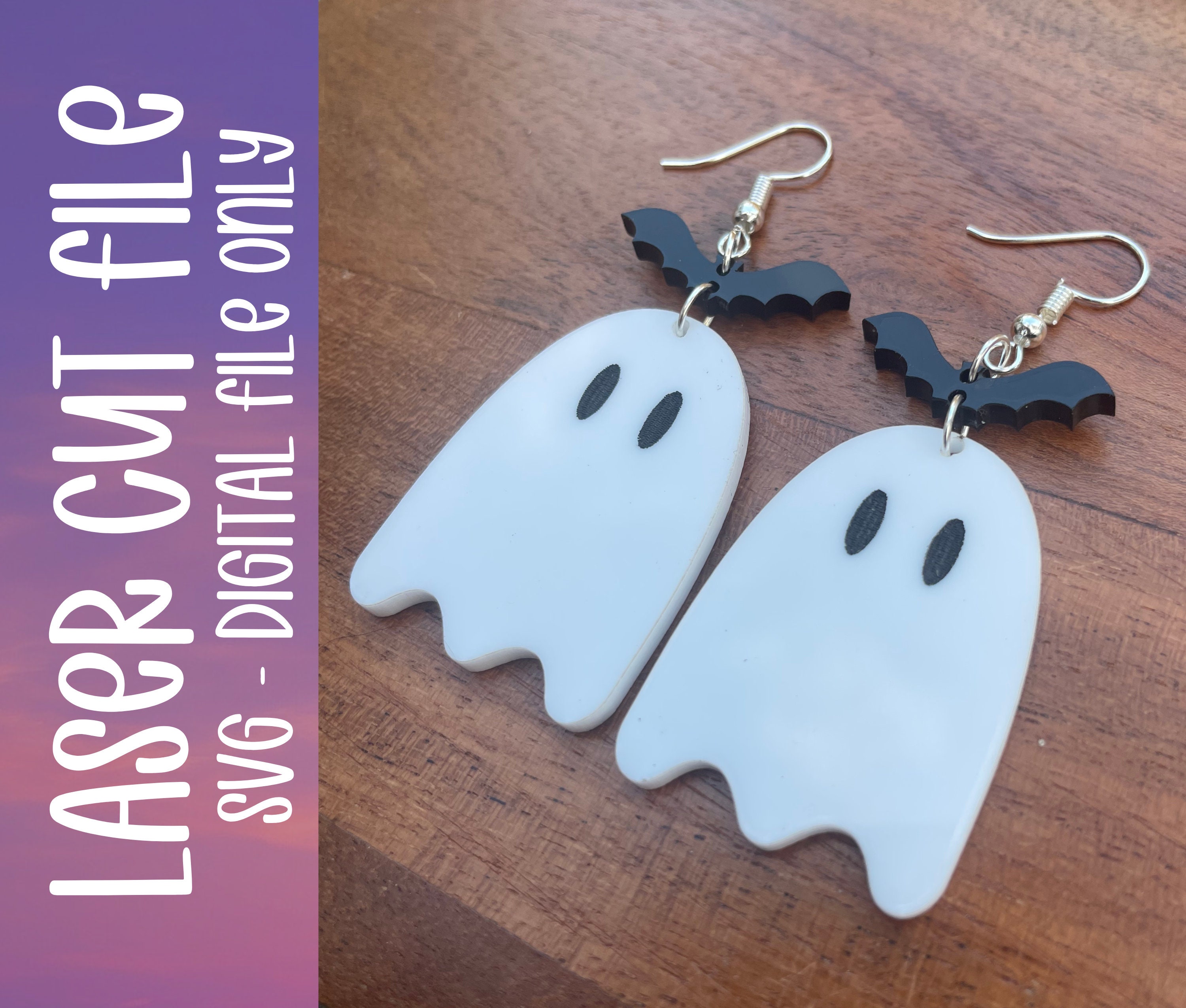 Ghost and Bat Earring File | Digital File | Laser File | Digital ...
