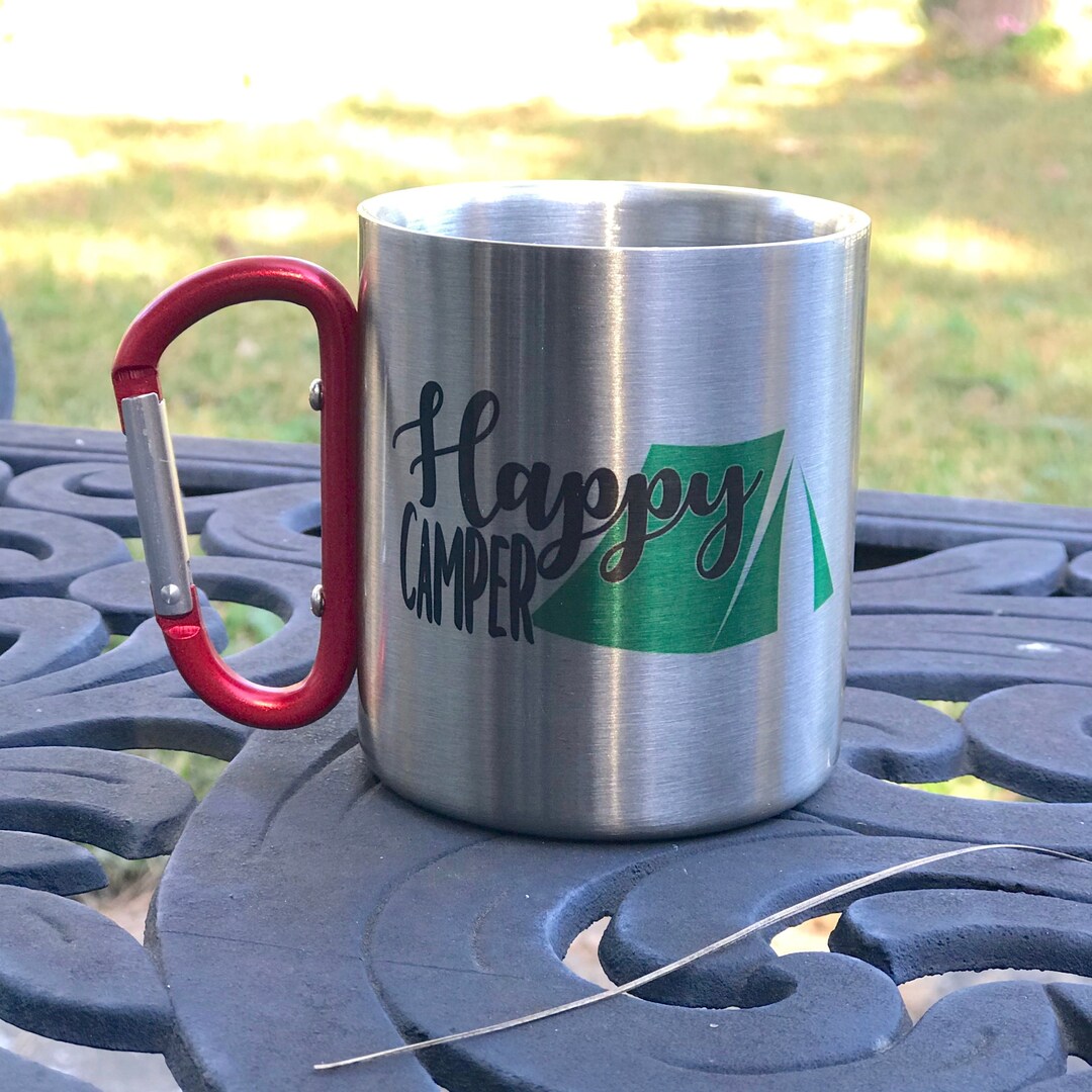 Personalized Happy Camper Carabiner Camping Mug / Campfire Mugs ...