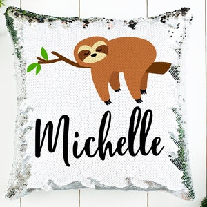 Personalized Sloth Mermaid Sequins Pillow / Reversible Sequins Pillow ...