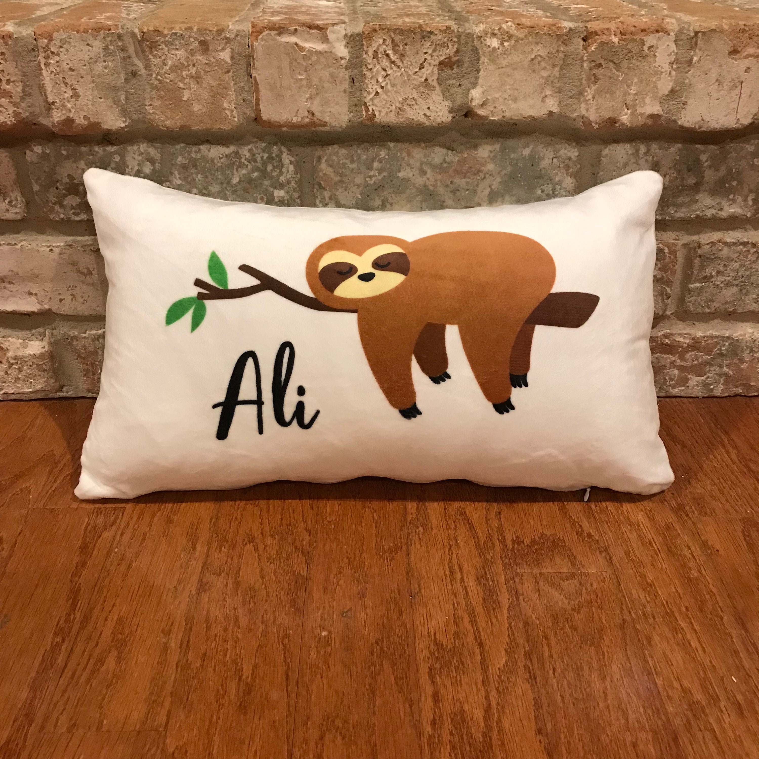 Personalized Pillow Sloth nap pillow travel pillow throw | Etsy