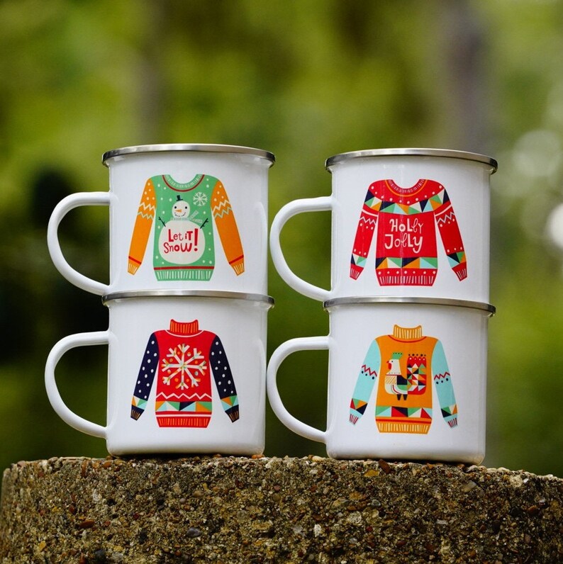 Personalized Ugly Sweater Christmas Winter Enamel Mugs / Ugly - Etsy