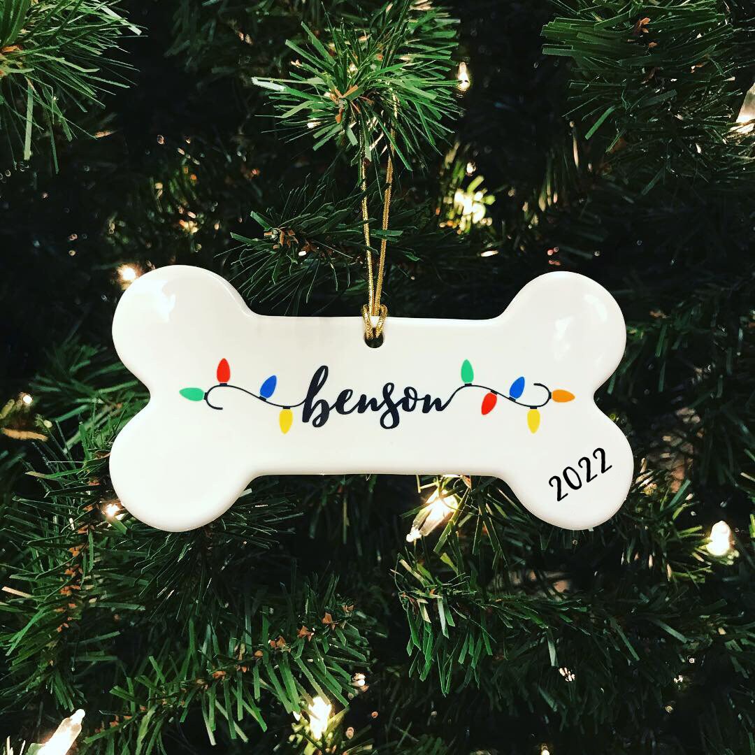 Personalized Dog Bone Christmas Lights Porcelain Christmas - Etsy