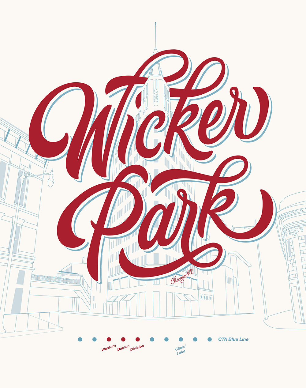 Wicker Park Chicago Neighborhood Poster/wall Art - Etsy