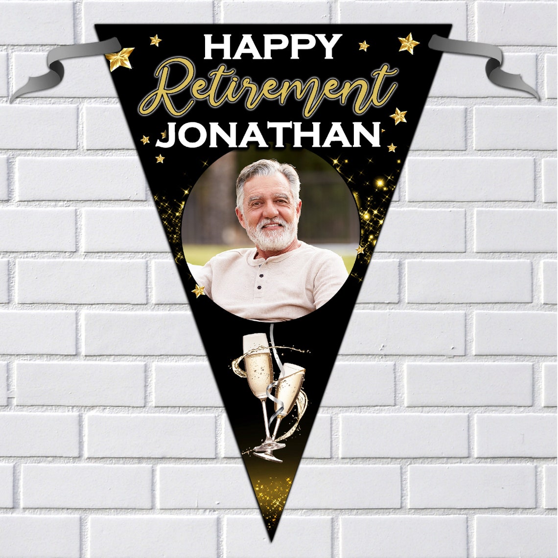Personalised Happy Retirement PHOTO Flag Banner Bunting With Ribbon N93 ...