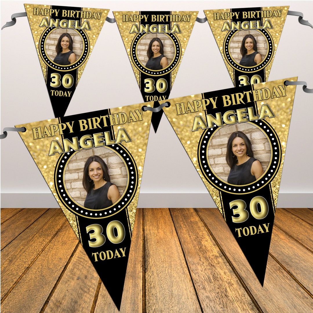 Personalised Happy Birthday PHOTO Flag Banner Bunting With Ribbon N47 ...