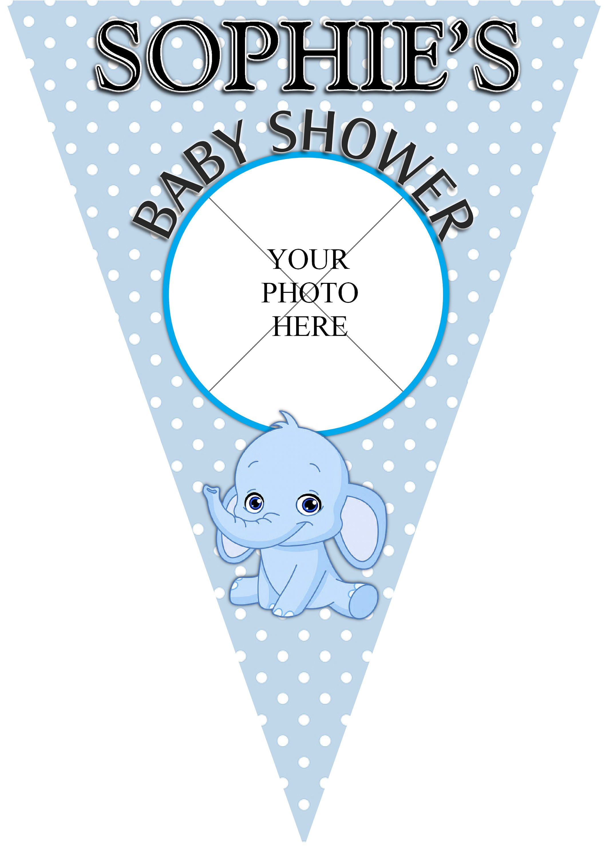 Personalised Blue Baby Shower PHOTO Flag Banner Bunting With Ribbon N33 ...