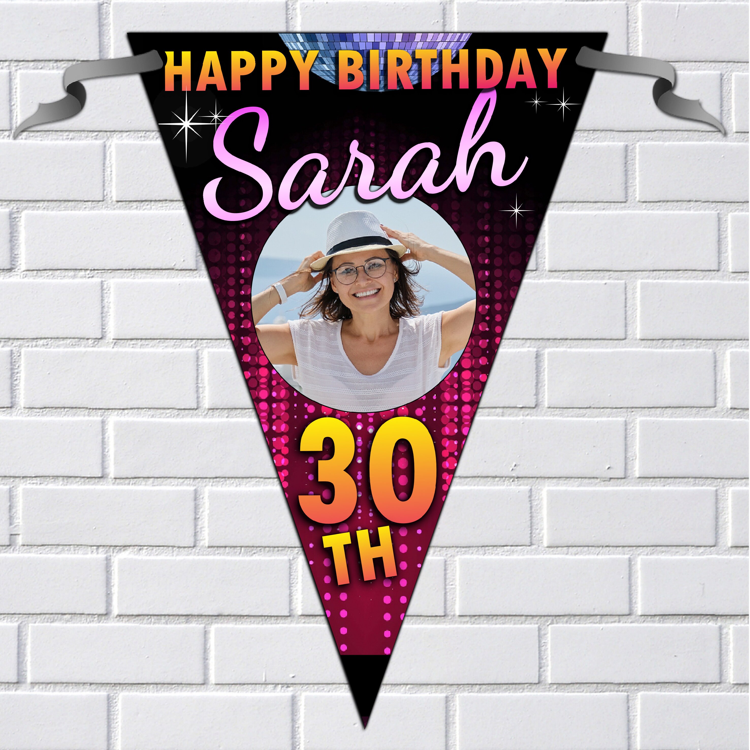 Personalised Happy Birthday PHOTO Flag Banner Bunting With | Etsy
