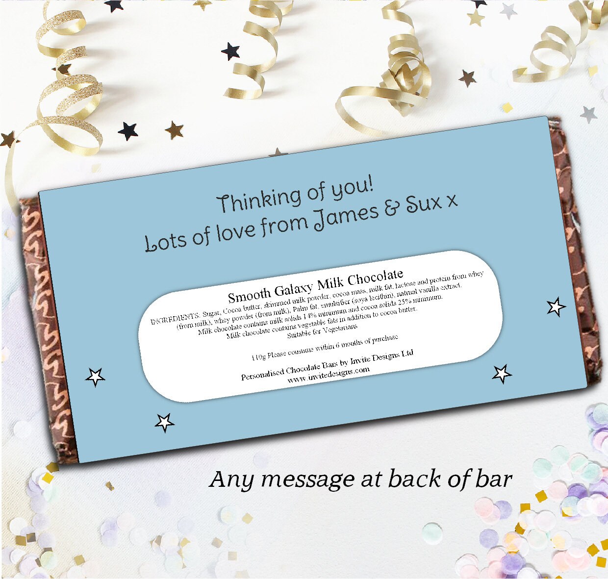 Personalised Get Well Soon Milk Chocolate Bar Gift - 110g N148 for Him ...