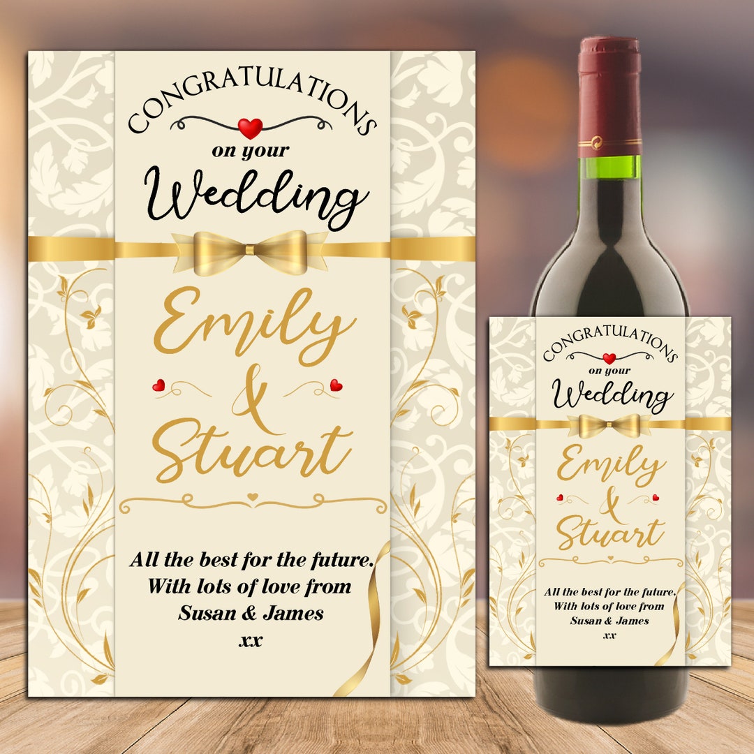 Personalised Wedding Congratulations Wine / Champagne Bottle Label N177 ...