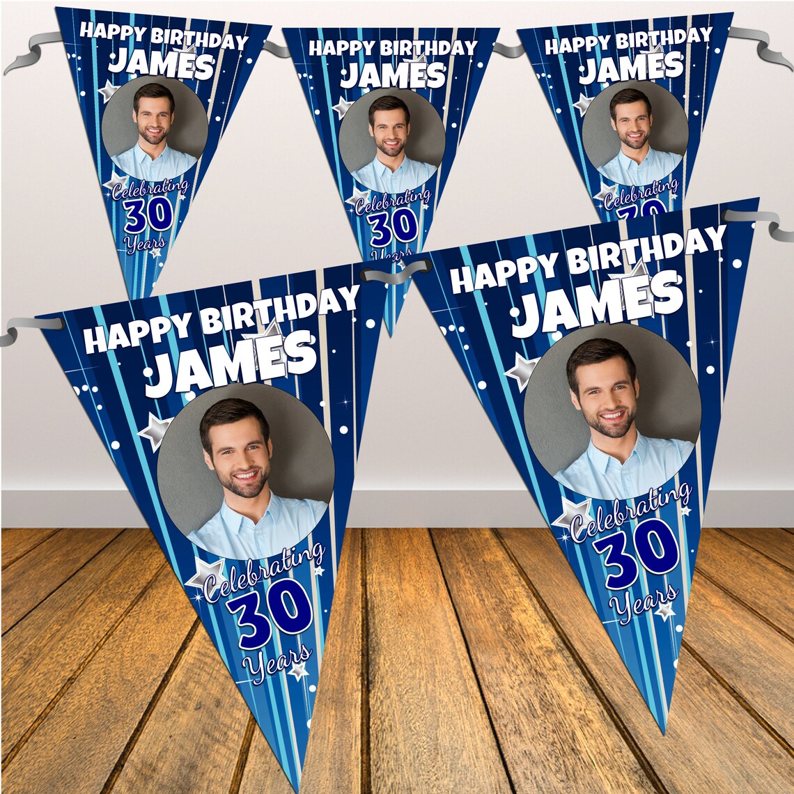 Personalised Happy Birthday PHOTO Flag Banner Bunting With - Etsy