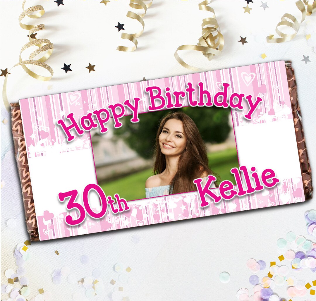 Personalised Happy Birthday PHOTO Milk Chocolate Bar 110g N36 Any Age ...