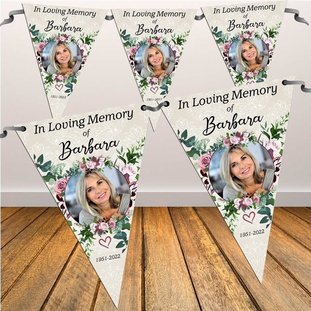 Personalised Memorial in Loving Memory PHOTO Flag Banner Bunting With ...