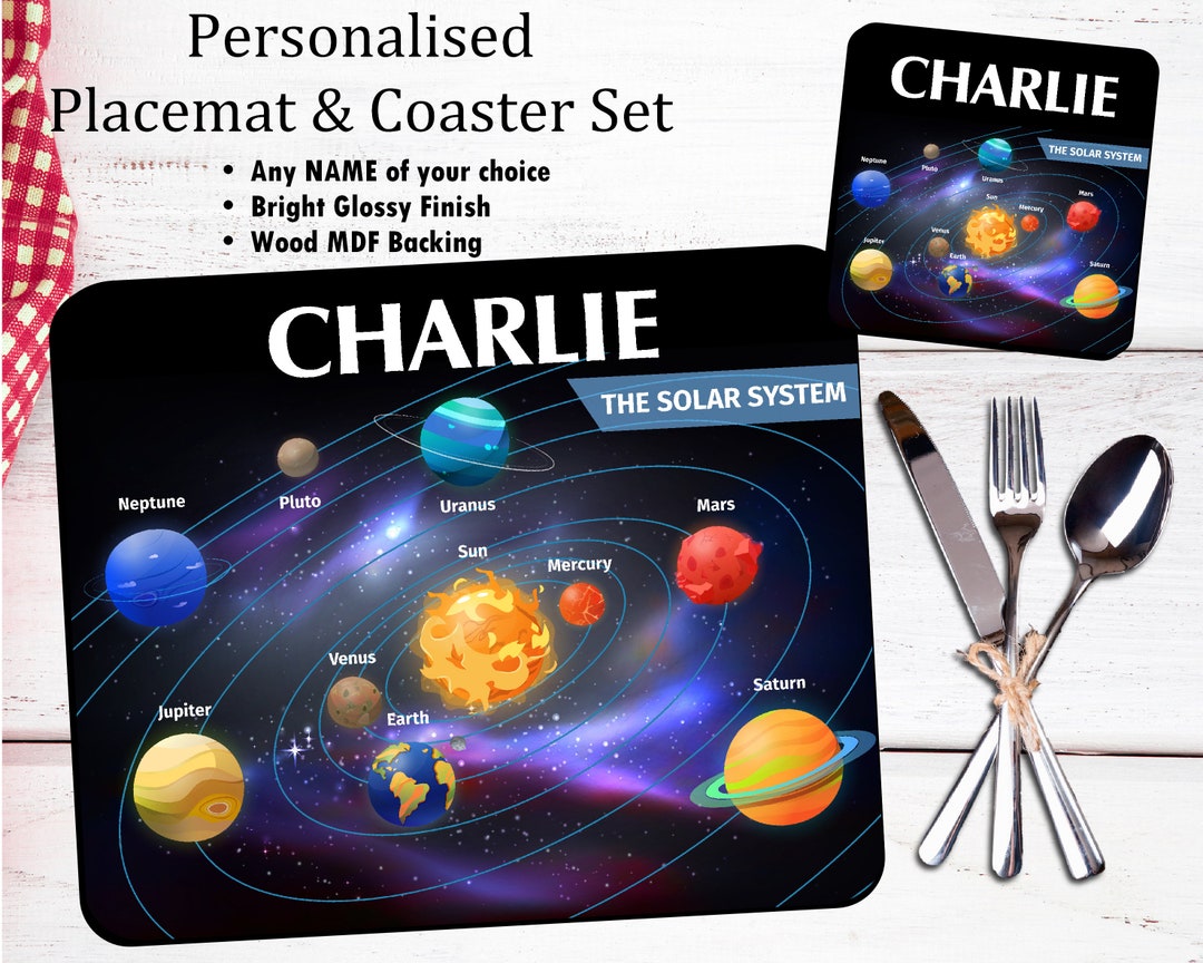 Personalised Solar System Planets Wooden Coaster & Placemat - Etsy