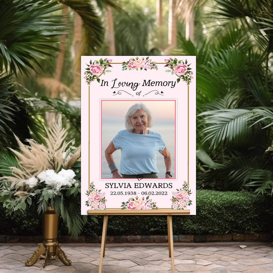 Personalised Floral in Loving Memory Memorial Poster Banner N218 ...