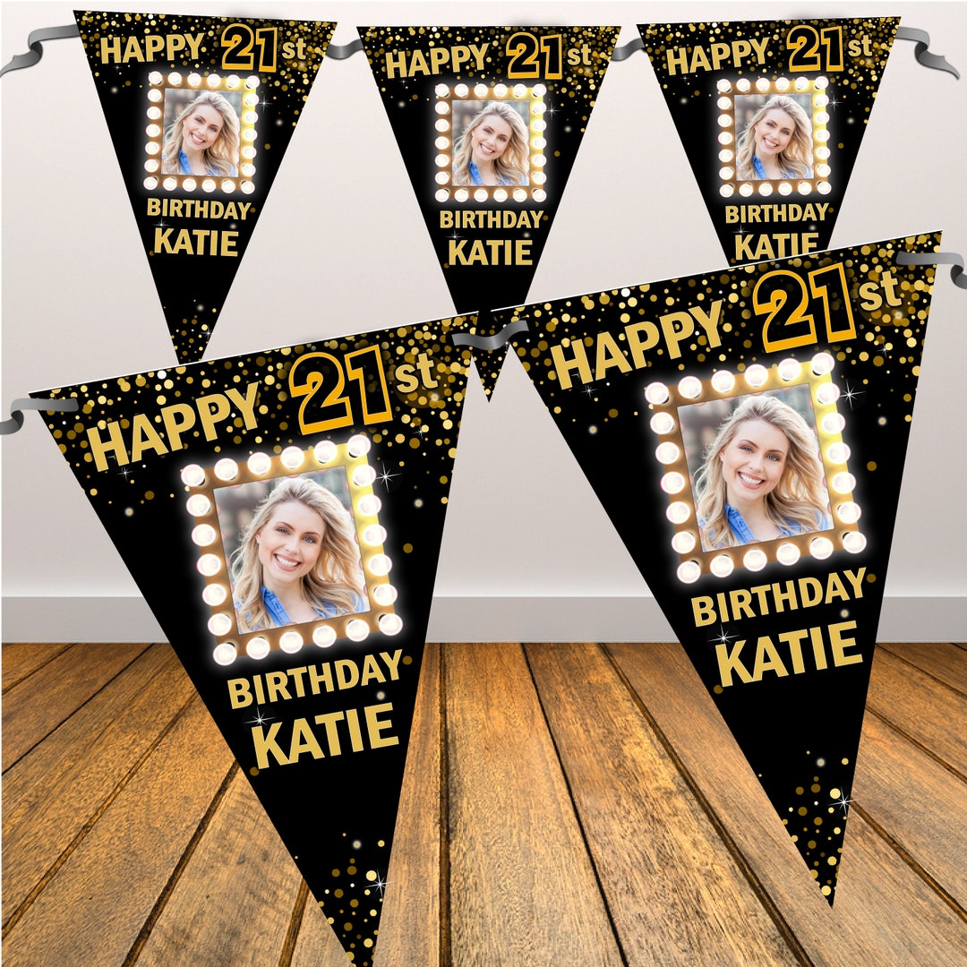 Personalised Happy Birthday PHOTO Flag Banner Bunting With - Etsy