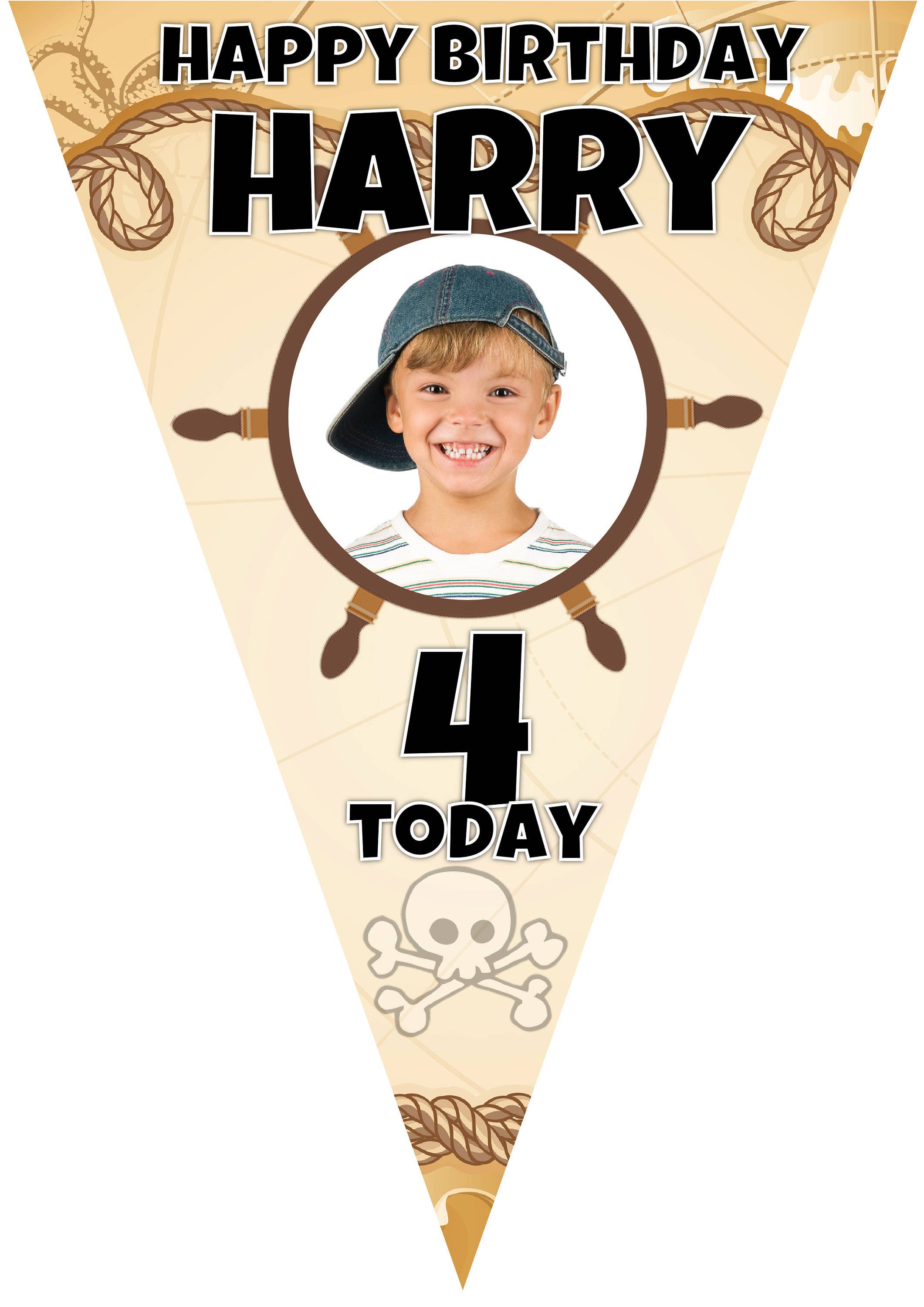 Personalised Happy Birthday Pirate Party PHOTO Flag Banner | Etsy