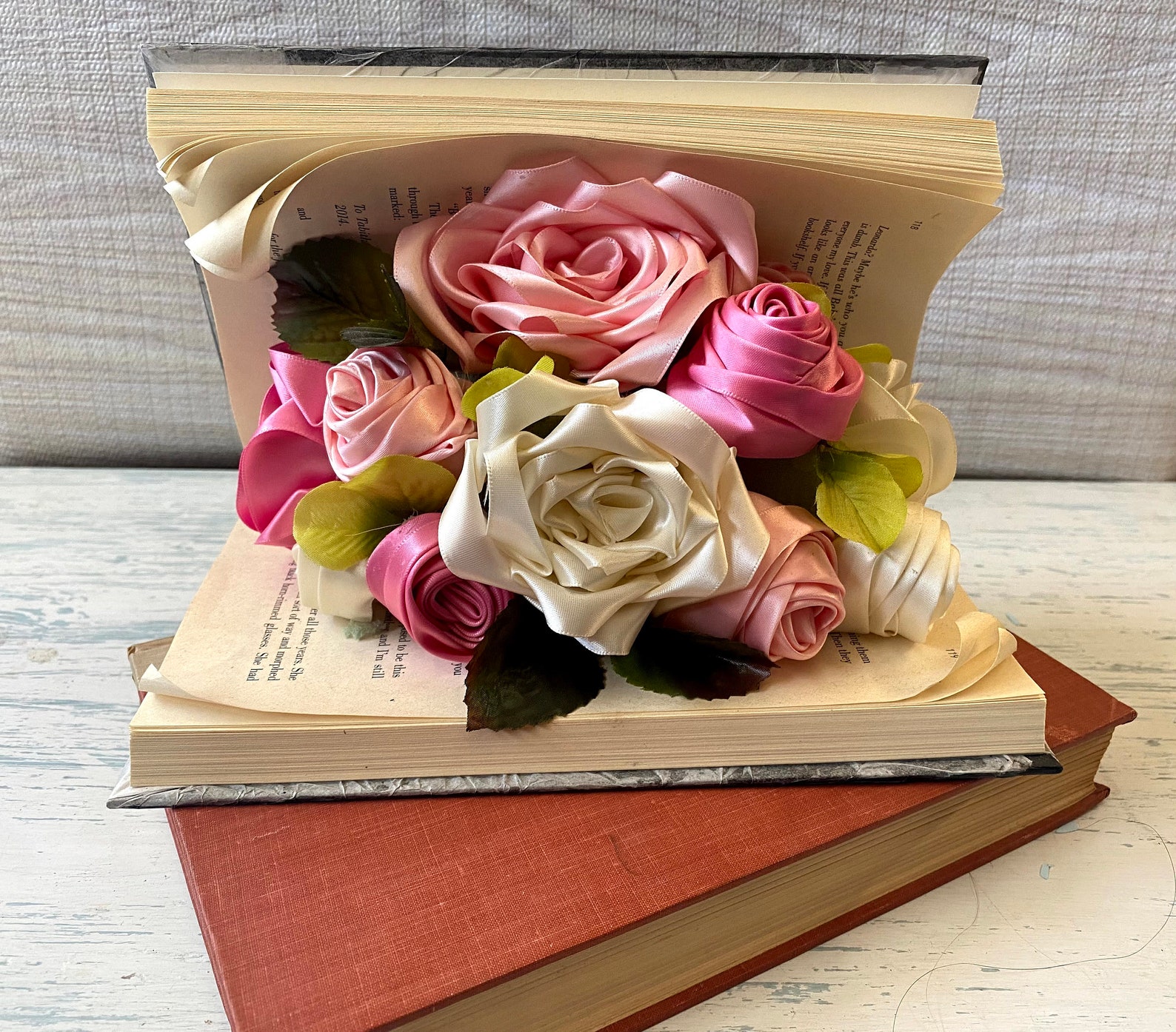 Book Art Decoration - Wedding Book Sculpture Centerpiece With Handmade ...