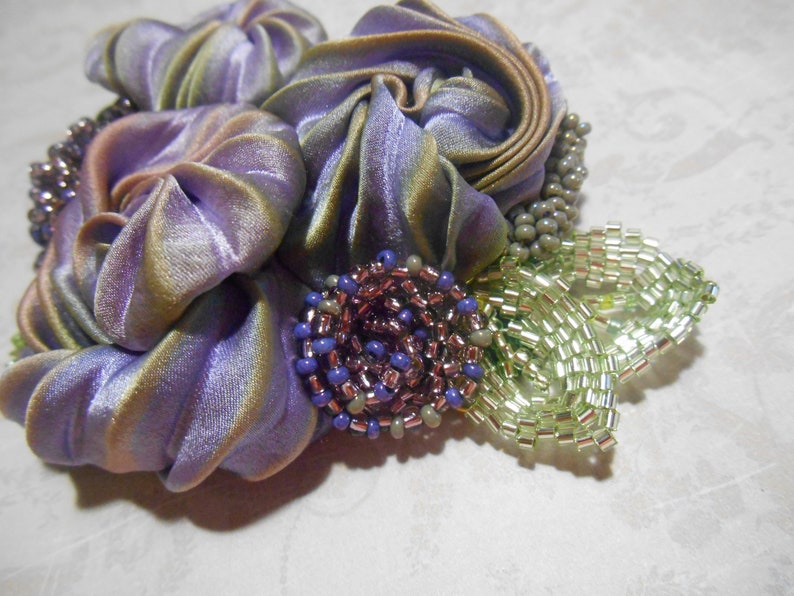 Shibori beaded brooche rose garden flower brooche | Etsy