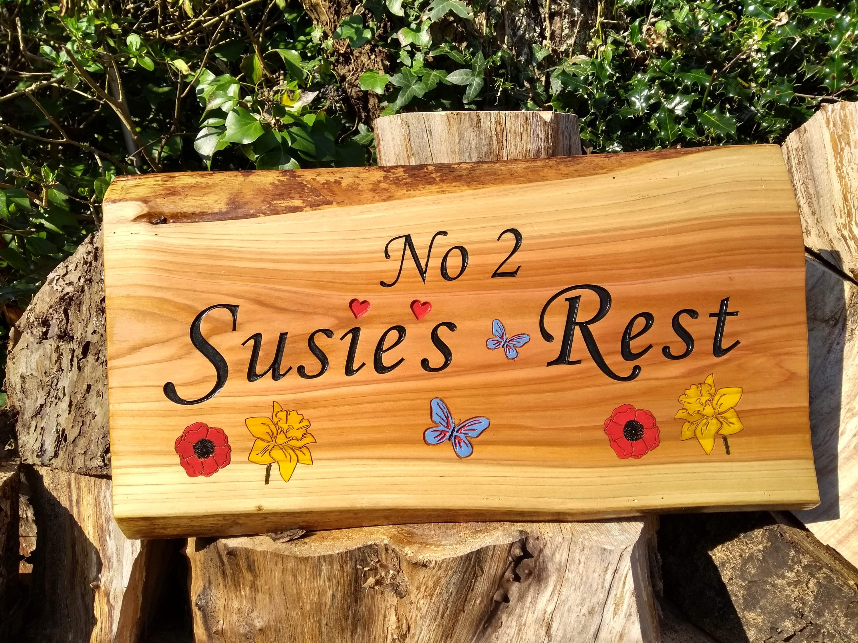 Personalised Solid Oak House Name Sign, Carved Plaque ,wooden,bespoke ...