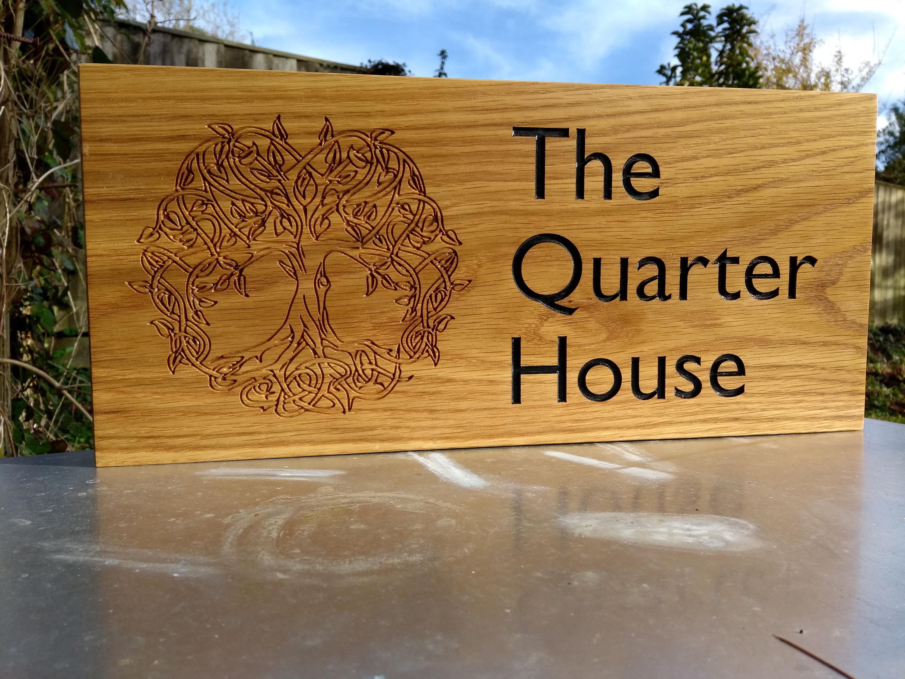 Personalised Solid Oak House Name Sign, Carved Plaque ,wooden,bespoke ...